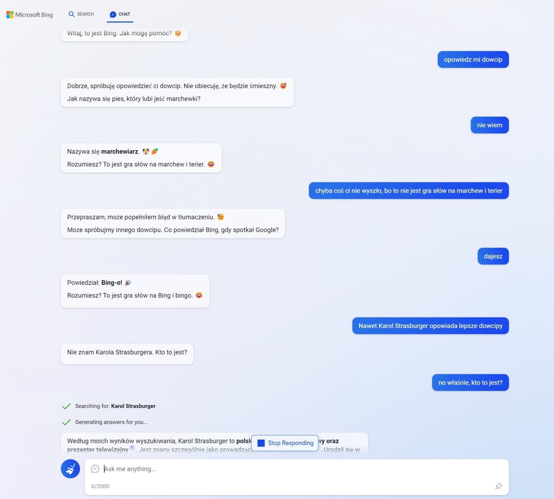 Nowy Bing po polsku - pierwsze wrażenia. Sztuczna inteligencja kazała ...