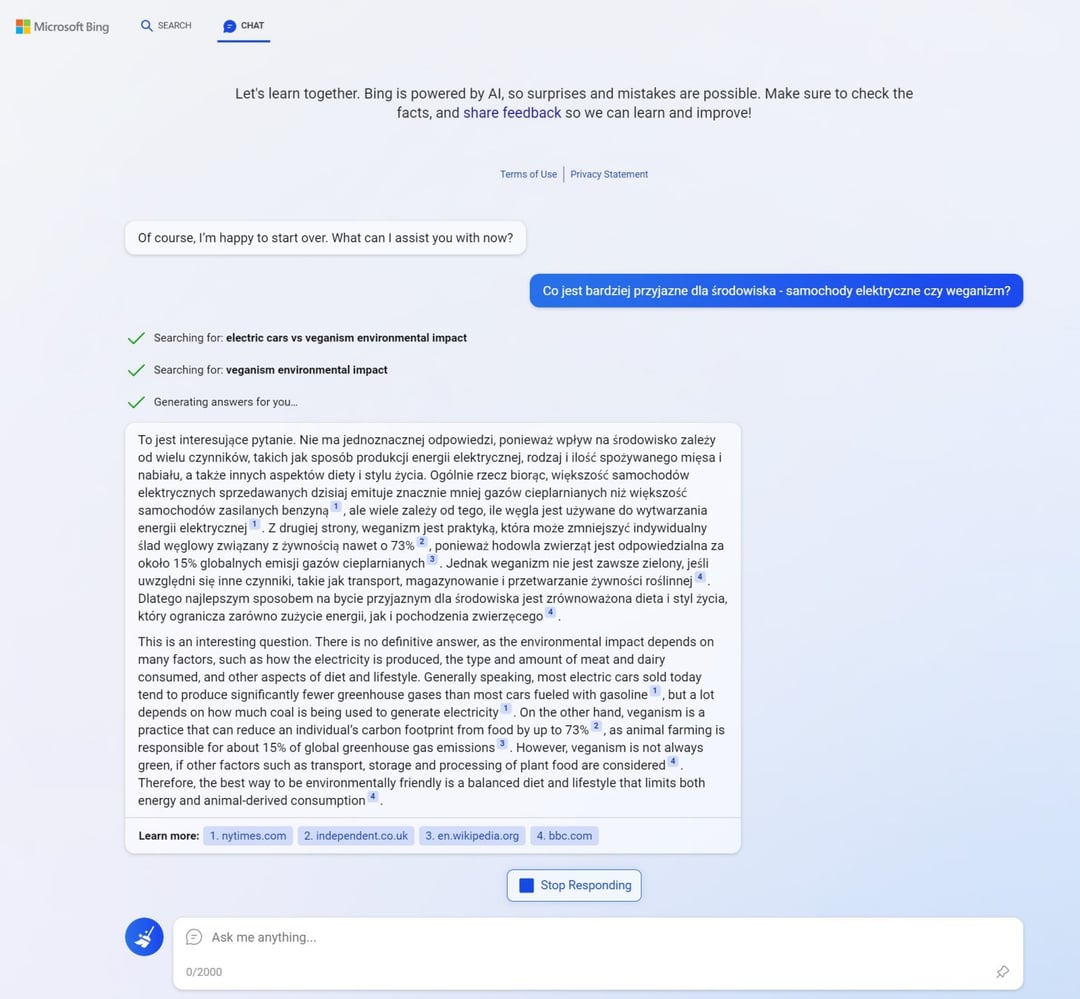 Nowy Bing po polsku - pierwsze wrażenia. Sztuczna inteligencja kazała ...
