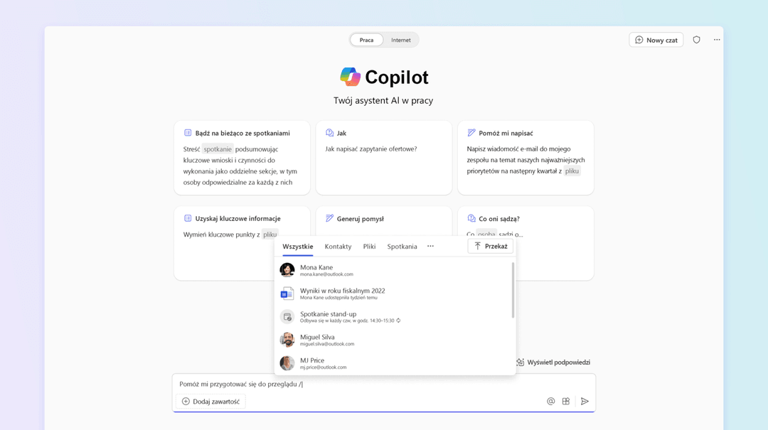 Microsoft wprowadza usługę Copilot Chat dla pakietu Microsoft 365